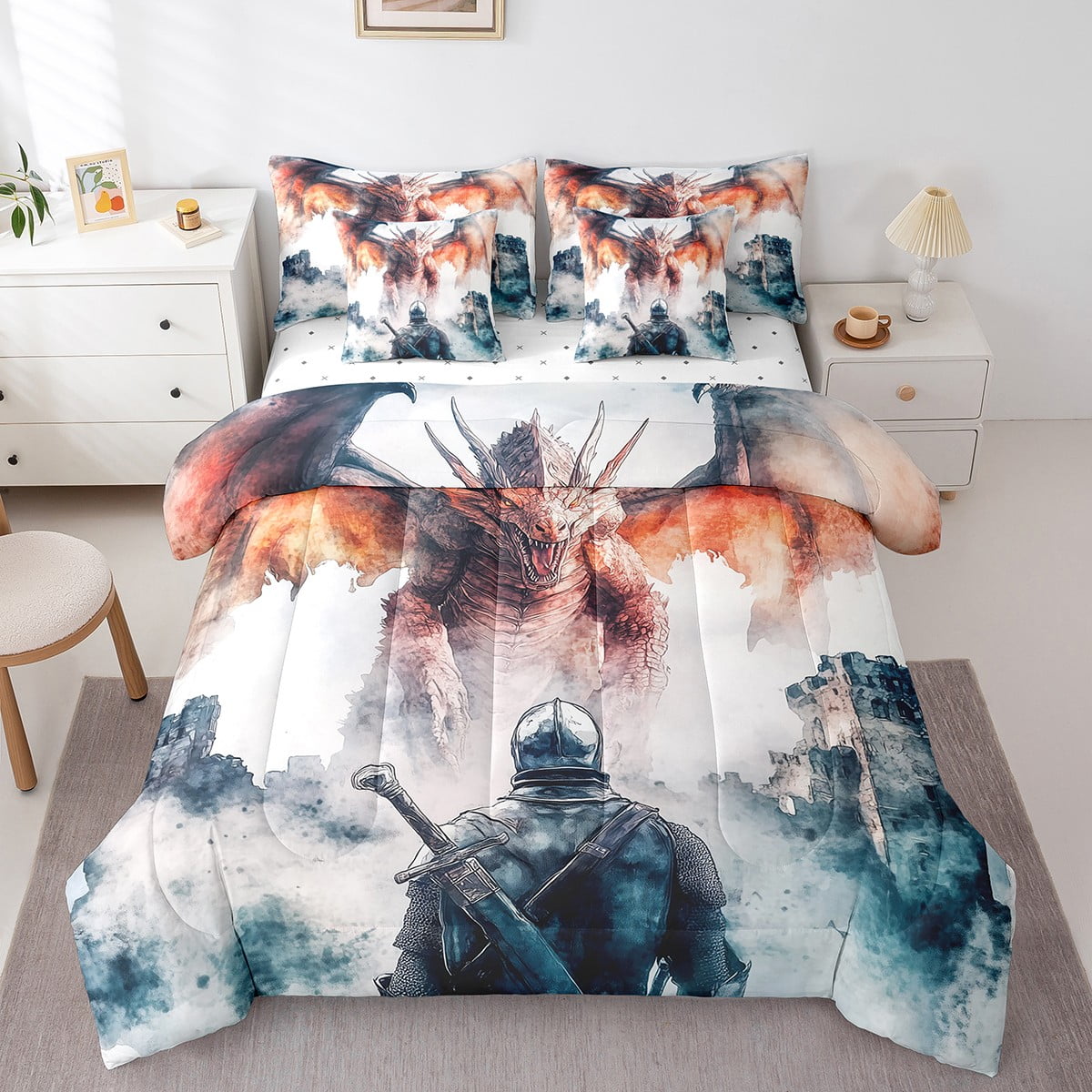 Erosebridal Dragon Monster Bedding Full Size, Japanese Samurai ...