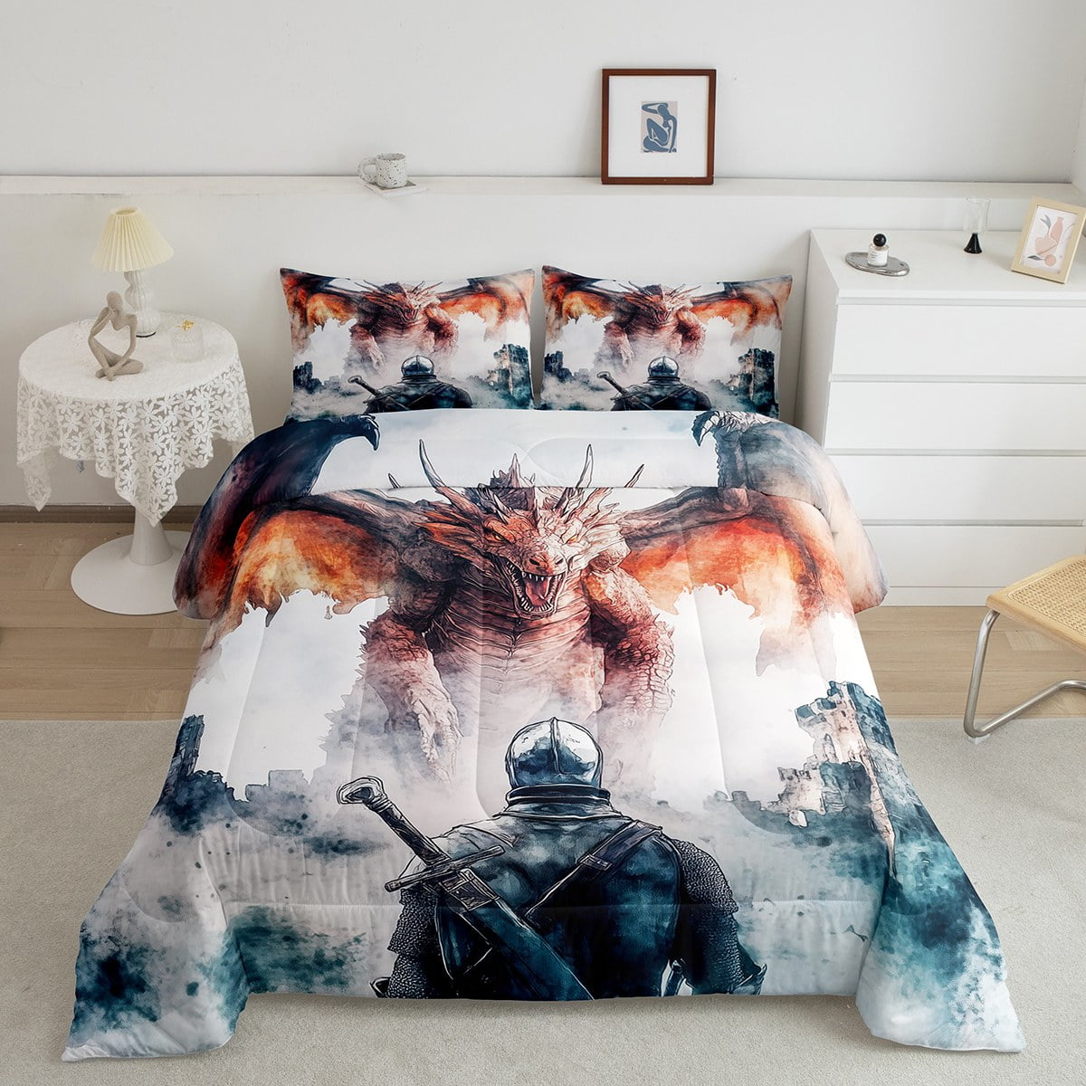 Erosebridal Dragon Monster Comforter Sets Full Size, Japanese Samurai ...