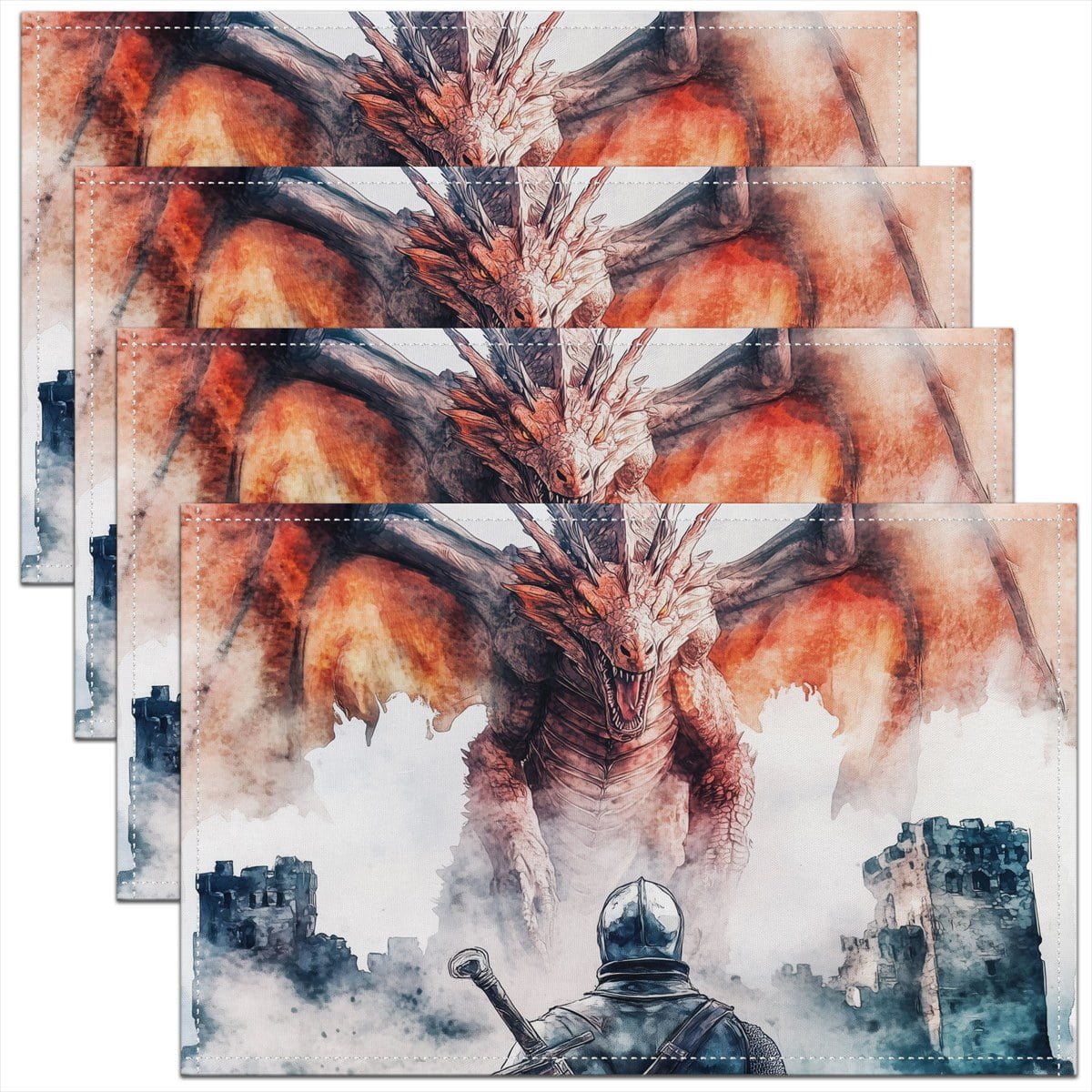 Erosebridal Dragon Monster Place Mats Set of 4 for in Door Dinning ...