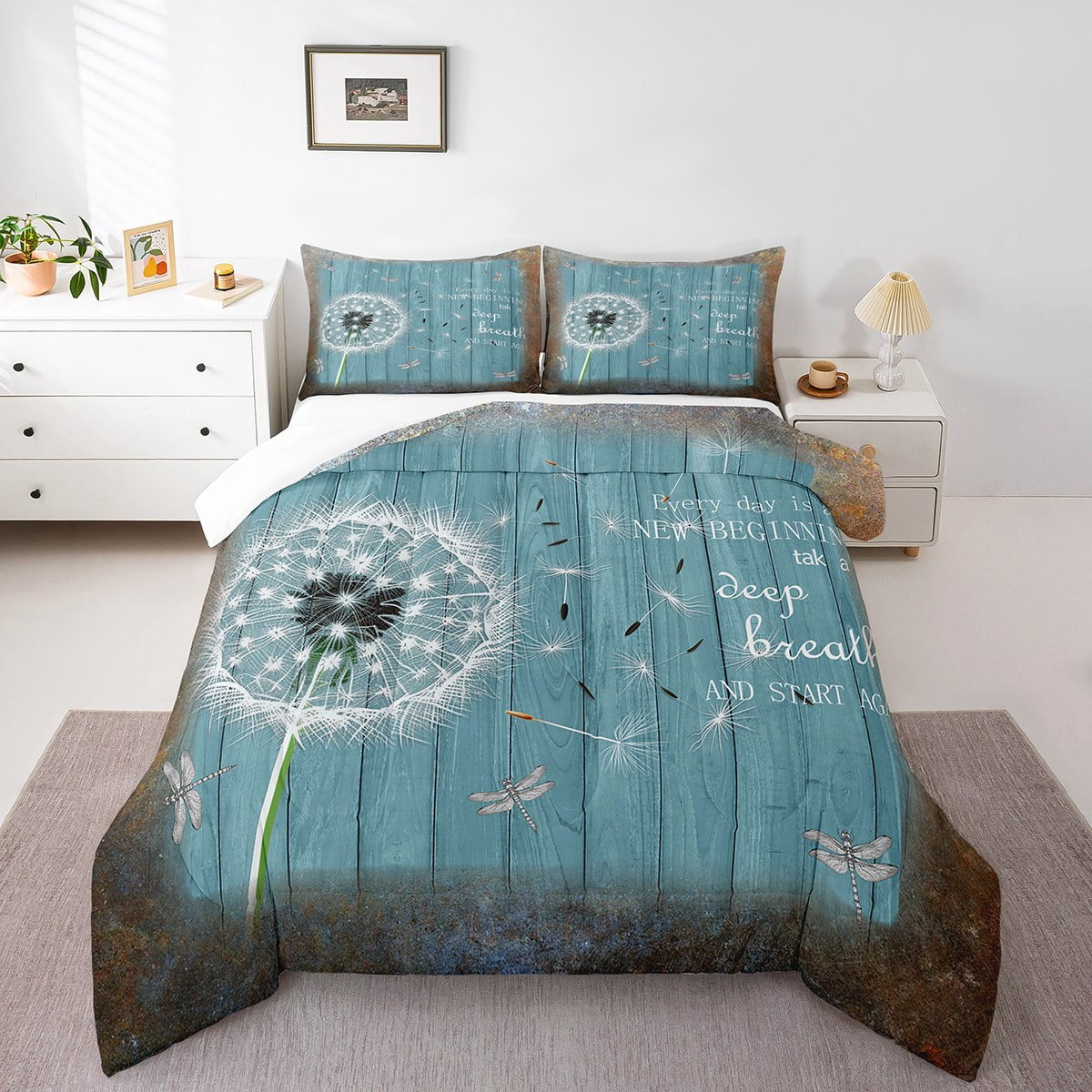 Erosebridal Dragonfly Dandelion Comforter Sets,Lodge Cabin Comforters ...