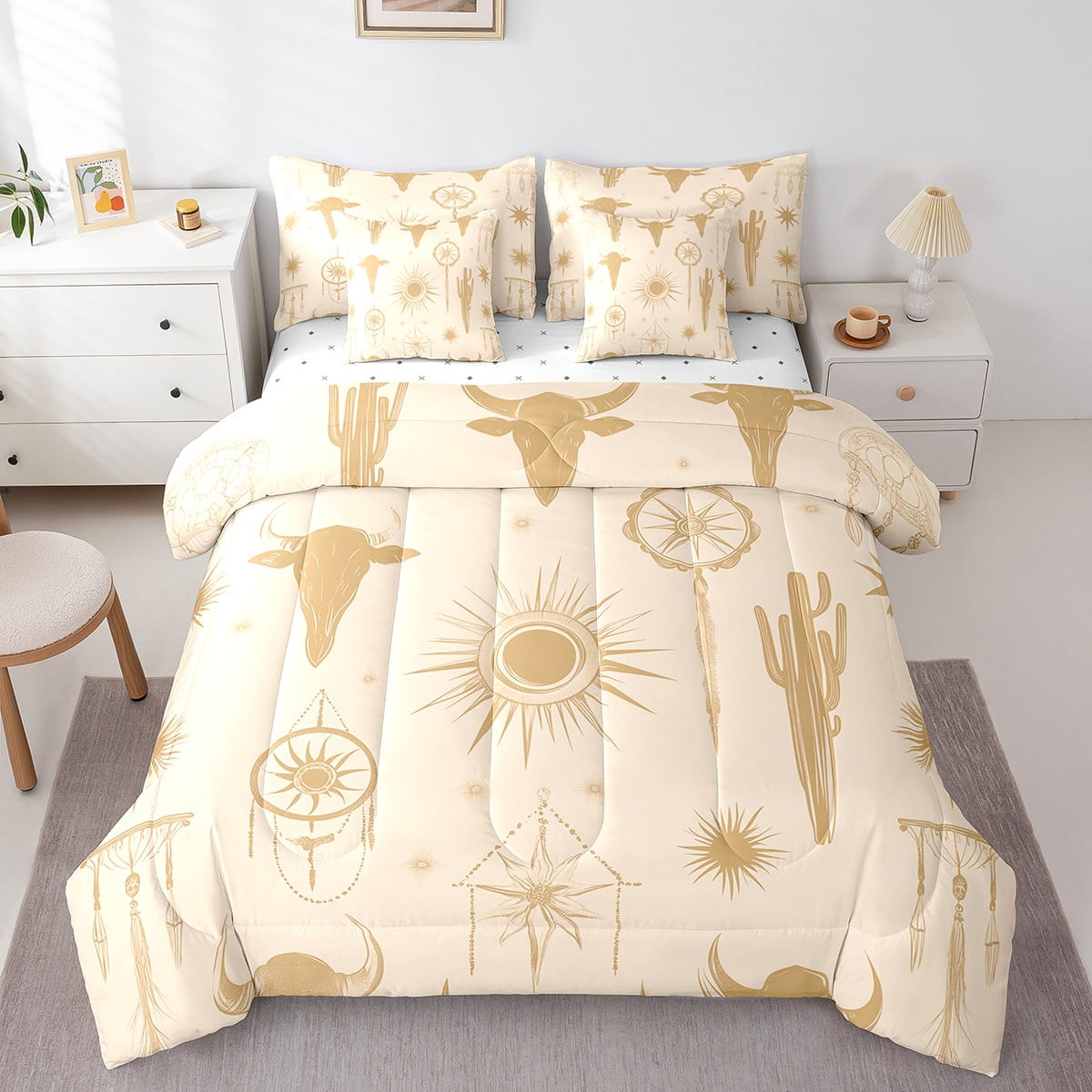 Erosebridal Dreamcatcher Bedding Sets, Boho Sun Comforter Sets with ...