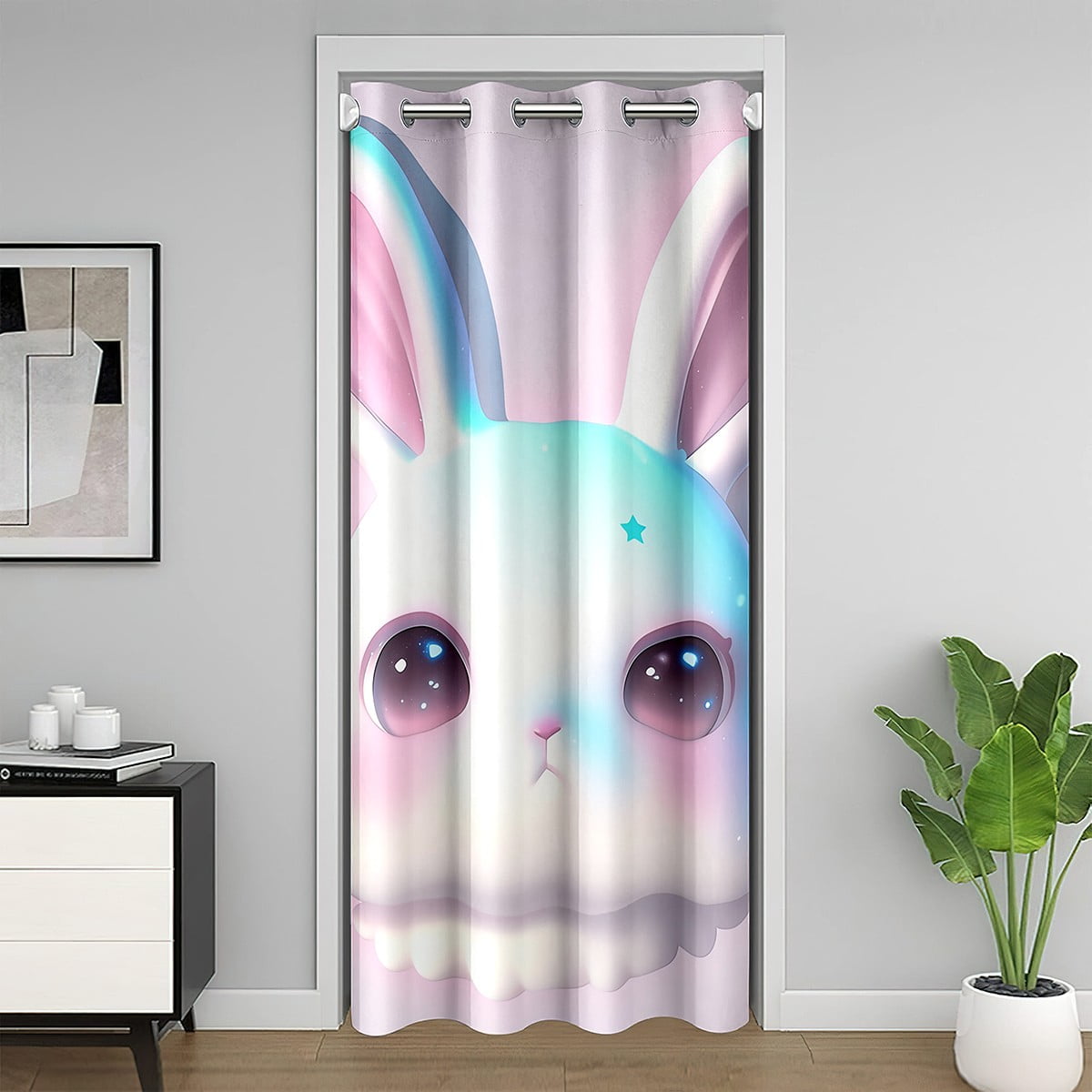 Erosebridal Dreamy Bunnies Door Curtain For Door Window 34x80, 3D Cute ...