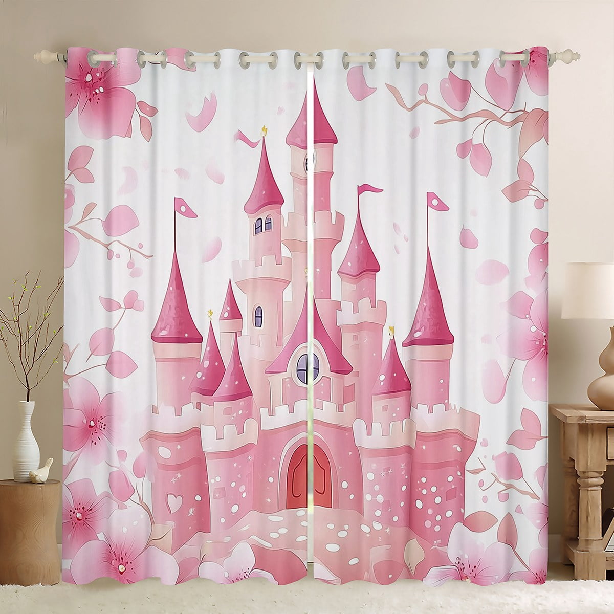 Erosebridal Dreamy Castle Curtains Pack of 2 (42x84), Kawaii Princess ...