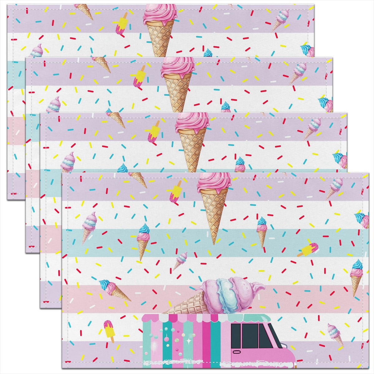Erosebridal Dreamy Ice Cream Placemats Set of 4, Candy Donut Table Mats ...