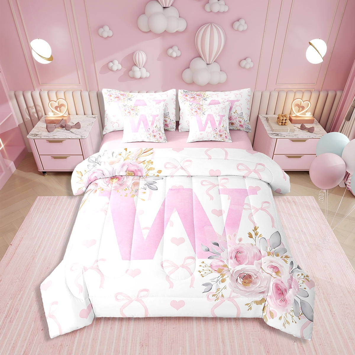 Erosebridal Dreamy Initial A-Z Bed in a Bag King size, Initial Letter W ...