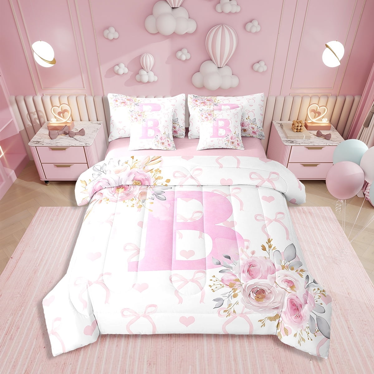 Erosebridal Dreamy Initial A-Z Bed in a Bag Twin size, Initial Letter B ...