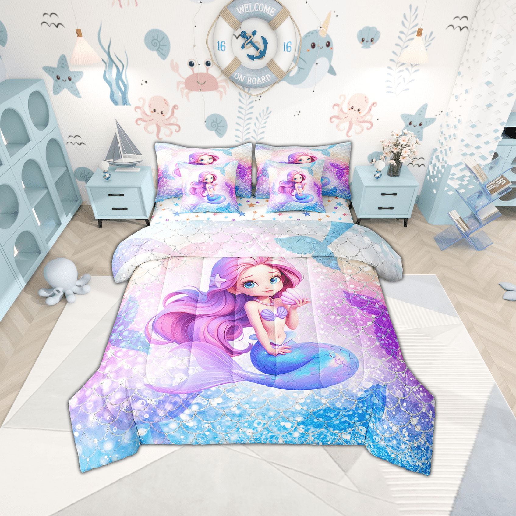 Erosebridal Dreamy Mermaid Bedding Sets Twin Size Princess, Bling ...