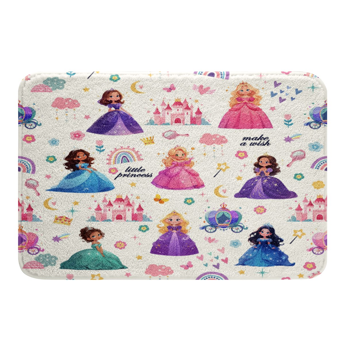 Erosebridal Dreamy Princess Bathtub Mat 20x32,Cartoon Castle Bath Rug ...