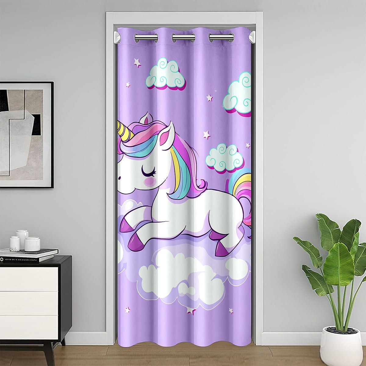 Erosebridal Dreamy Unicorn Door Curtain For Door Window 59x80, Cartoon ...