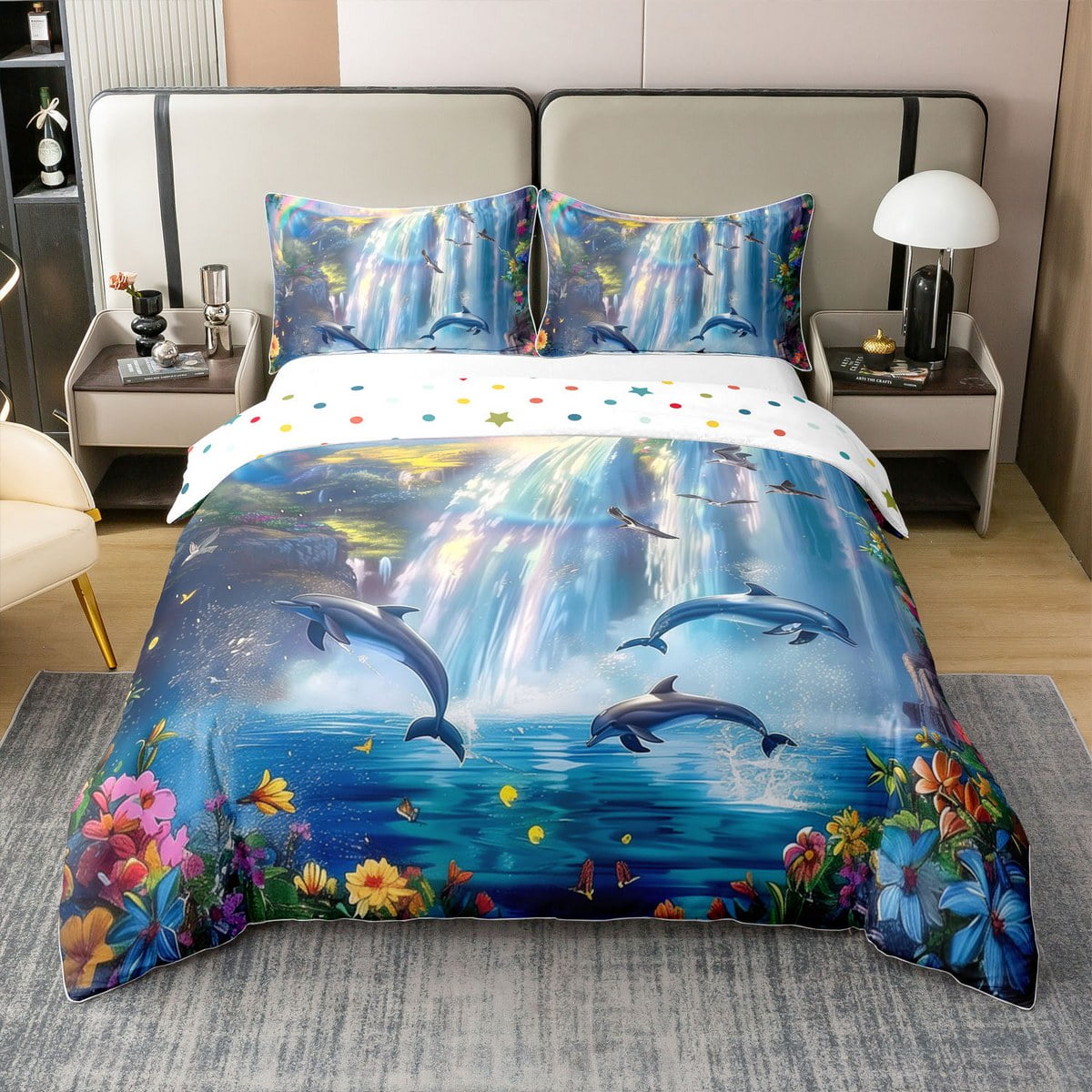 Erosebridal Dreamy Waterfall 100% Cotton Duvet Cover Queen Size, 3D ...