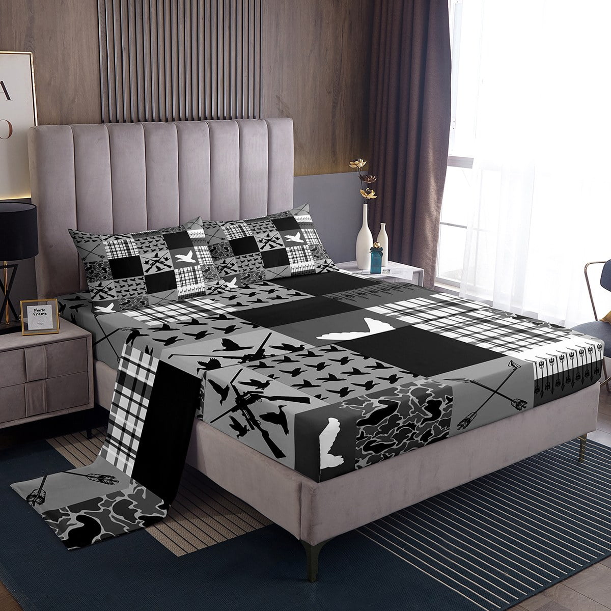 Erosebridal Duck Hunting Bed Sheets King,Black White King Sheet Sets ...