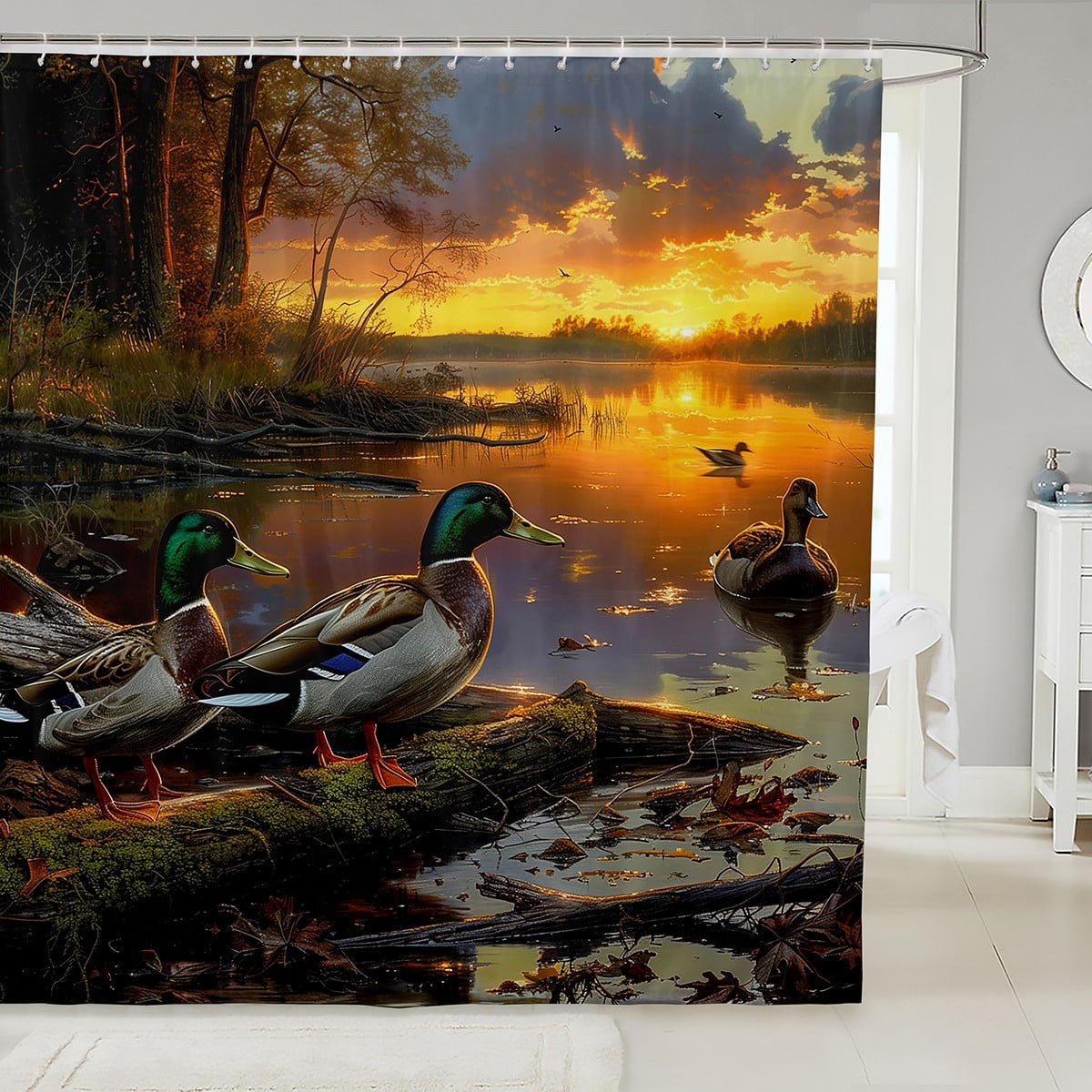 Erosebridal Duck Hunting Shower Curtain 72x72,Cabin Farmhouse Bath ...