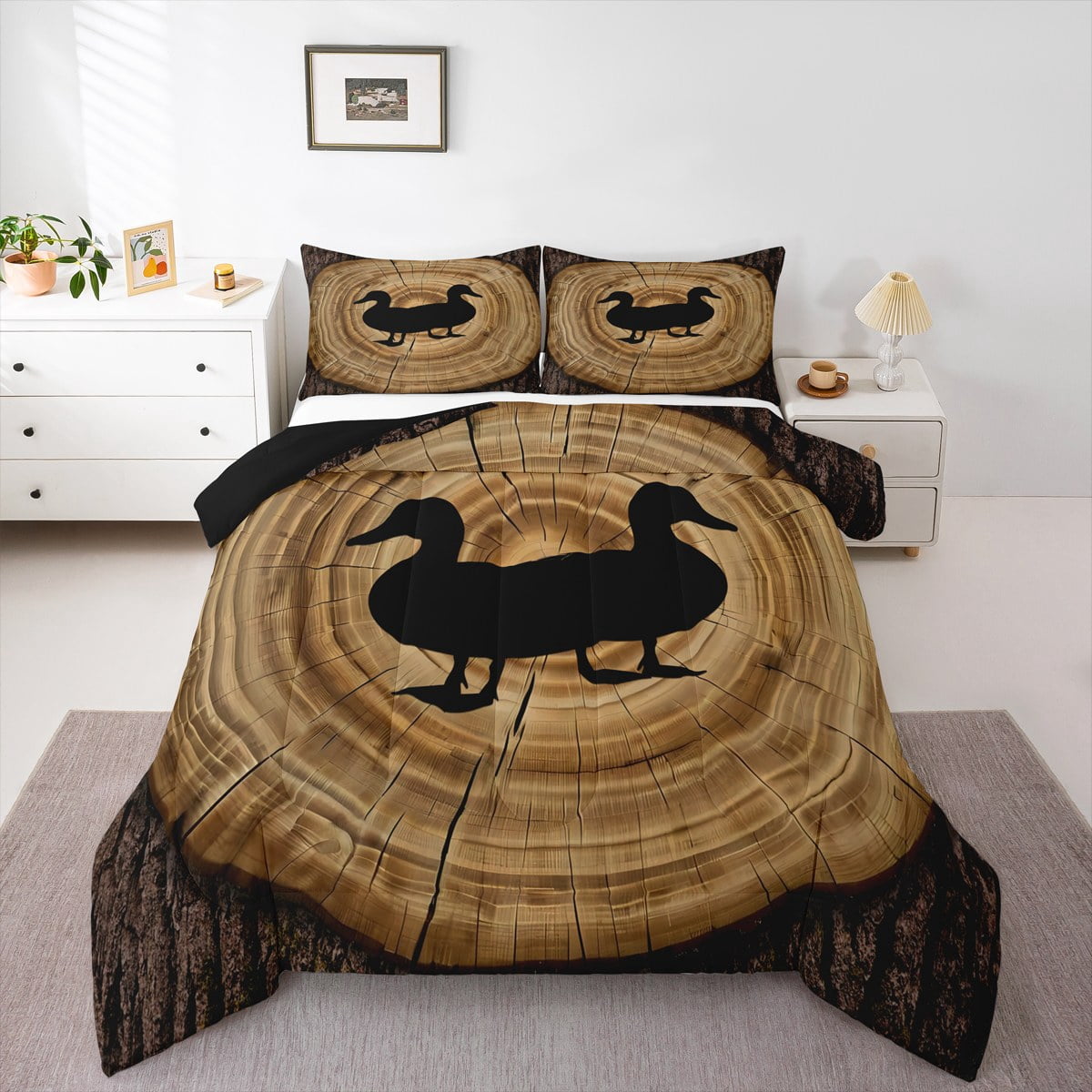 Erosebridal Duck Silhouette Comforter Sets Twin Size,Farm Farmhouse ...