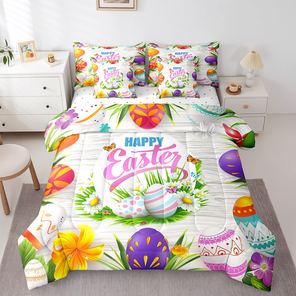 Erosebridal Easter Egg Bed in a Bag Twin size, Rustic Flower Bed Set ...