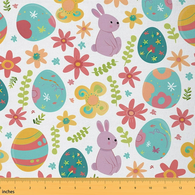 Erosebridal Easter Rabbit Fabric By The Yard, Easter Eggs Upholstery ...