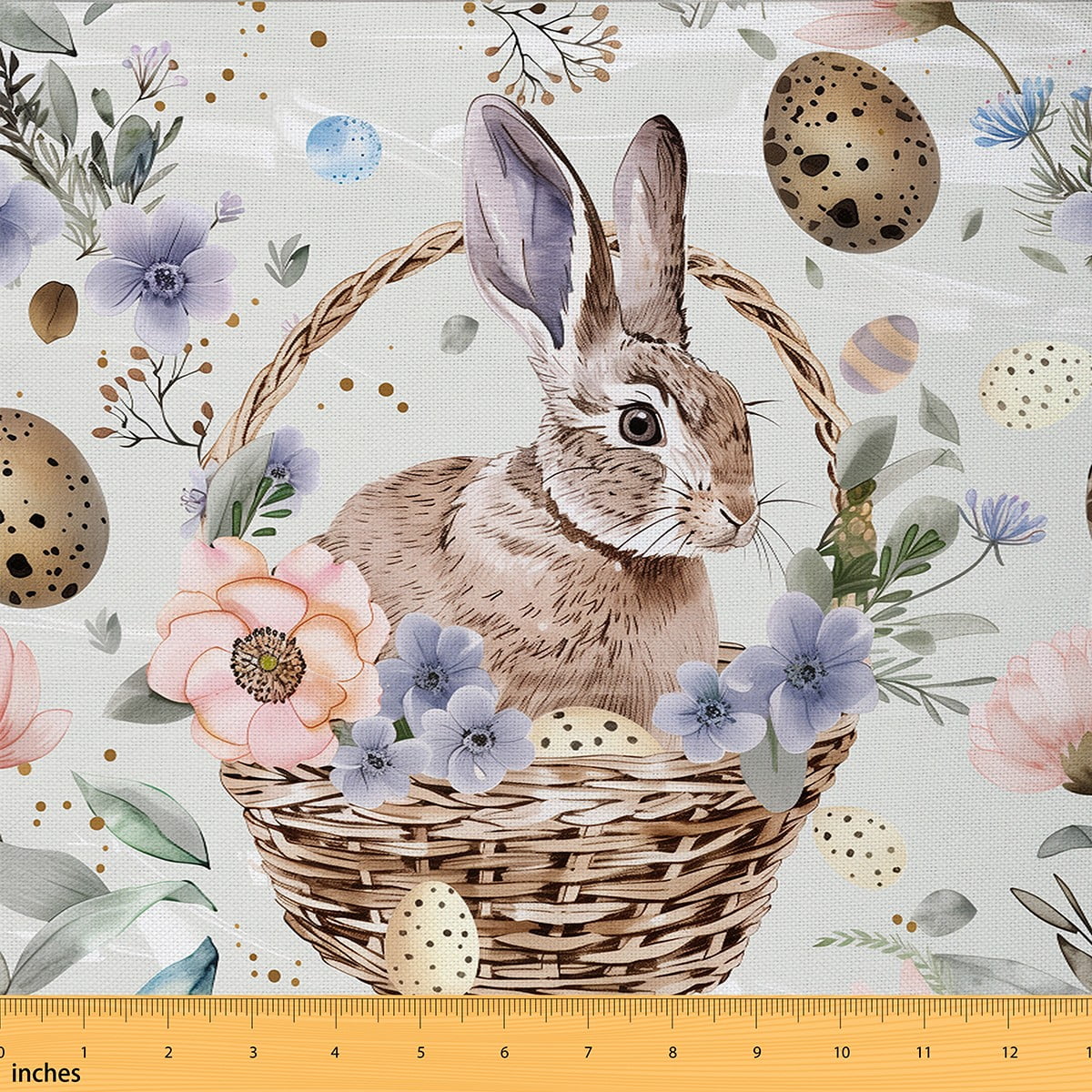 Erosebridal Easter Rabbit Fabric By The Yard, Basket Upholstery Fabric ...