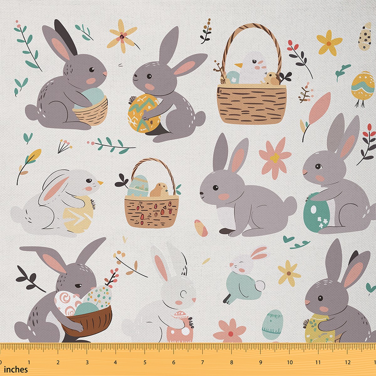 Erosebridal Easter Rabbits Fabric By The Yard, Basket Upholstery Fabric ...
