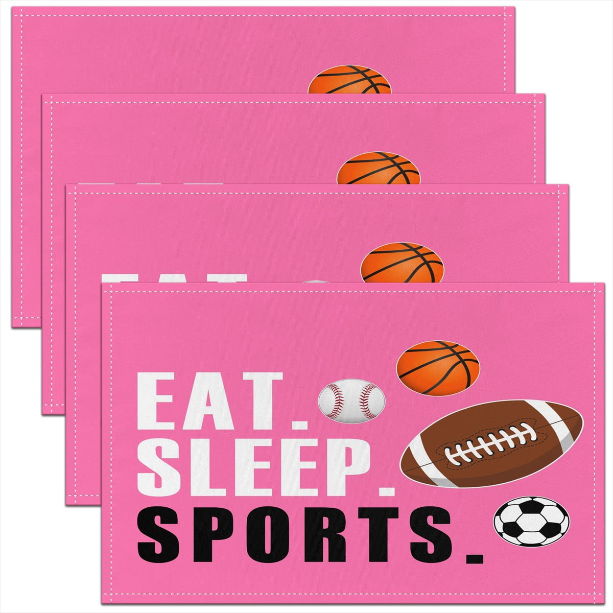 Erosebridal Eat Sleep Sports Place Mats Set of 4 for in Door Dinning ...