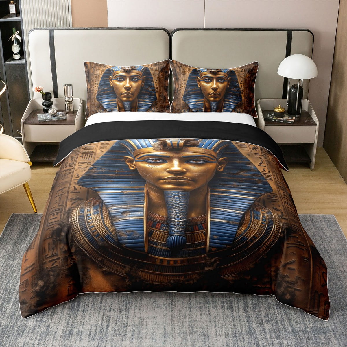 Erosebridal Egyptian Pharaoh 100% Cotton Comforter Cover Queen, Ancient Egypt Bedding Sets Queen ...