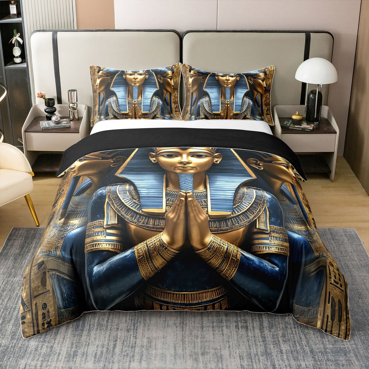 Erosebridal Egyptian Pharaoh 100% Cotton Duvet Cover Full Size, Vintage Pyramids Bedding Full ...