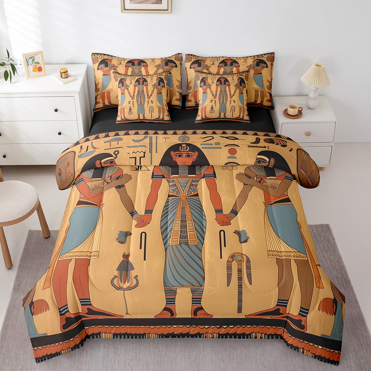 Erosebridal Egyptian Pharaoh Bedding Full Size, Tribal Pyramids Bed in ...
