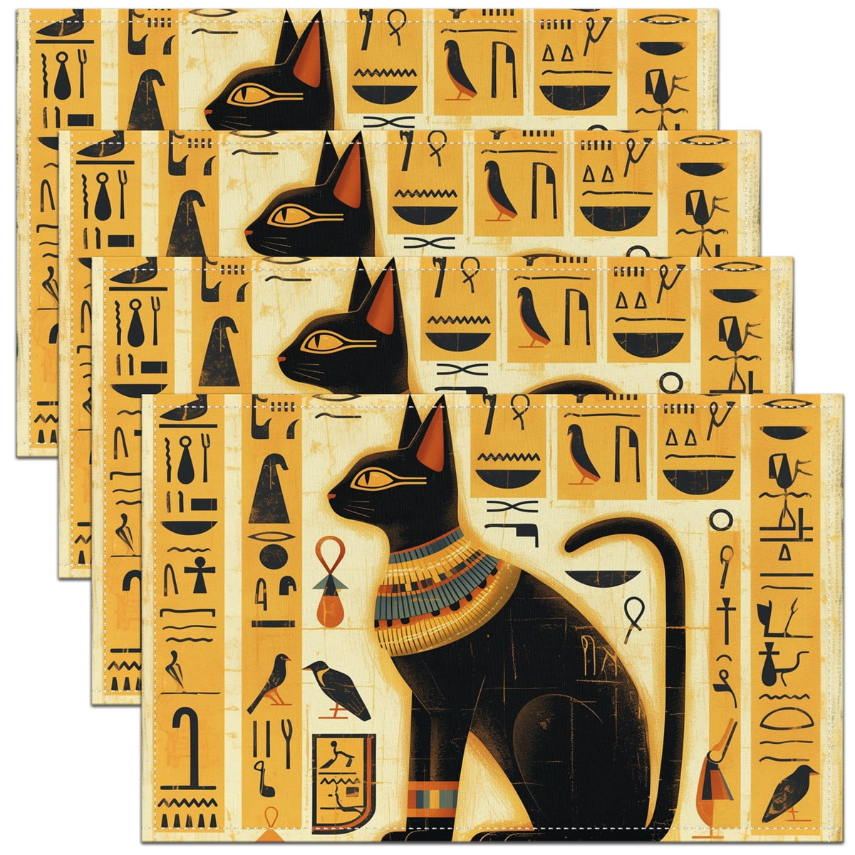 Erosebridal Egyptian Pharaoh Cat Placemats Set of 4, Ancient Egypt ...