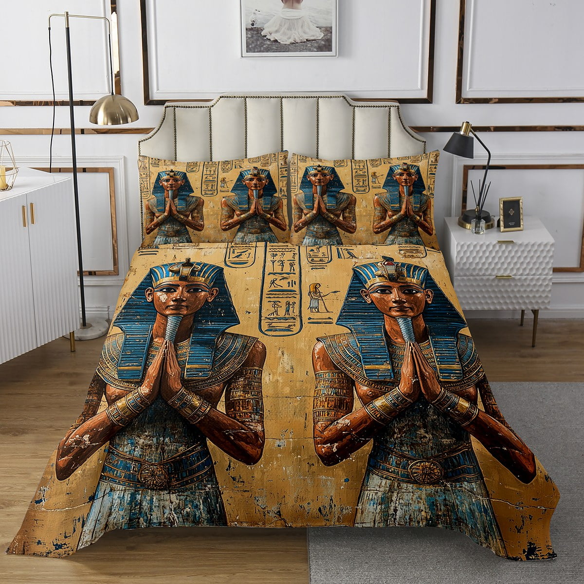 Erosebridal Egyptian Pharaoh Coverlet Set Queen, Ancient Culture Bed ...