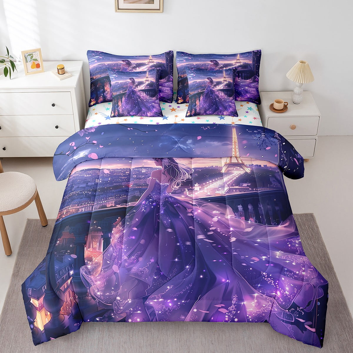 Erosebridal Eiffel Tower Bed in a Bag Full size,Anime Princess Bed Set ...