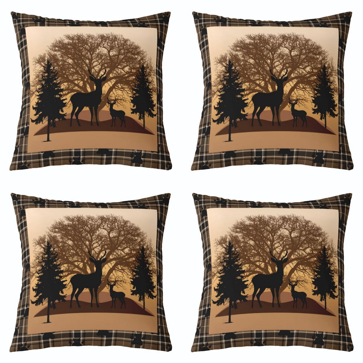 Erosebridal Elk Deer Cushion Covers for Sofa Set of 4, Woodland ...