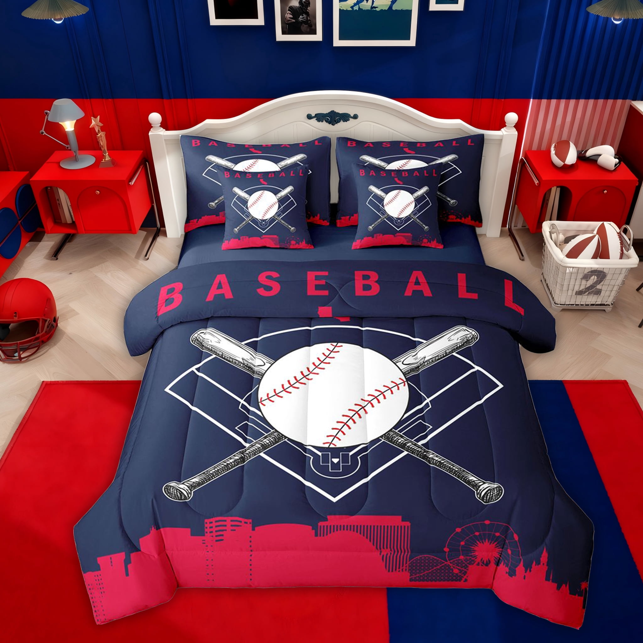 Erosebridal Est Baseball Sleep Bedding Comforter Set 7pcs for Kids ...