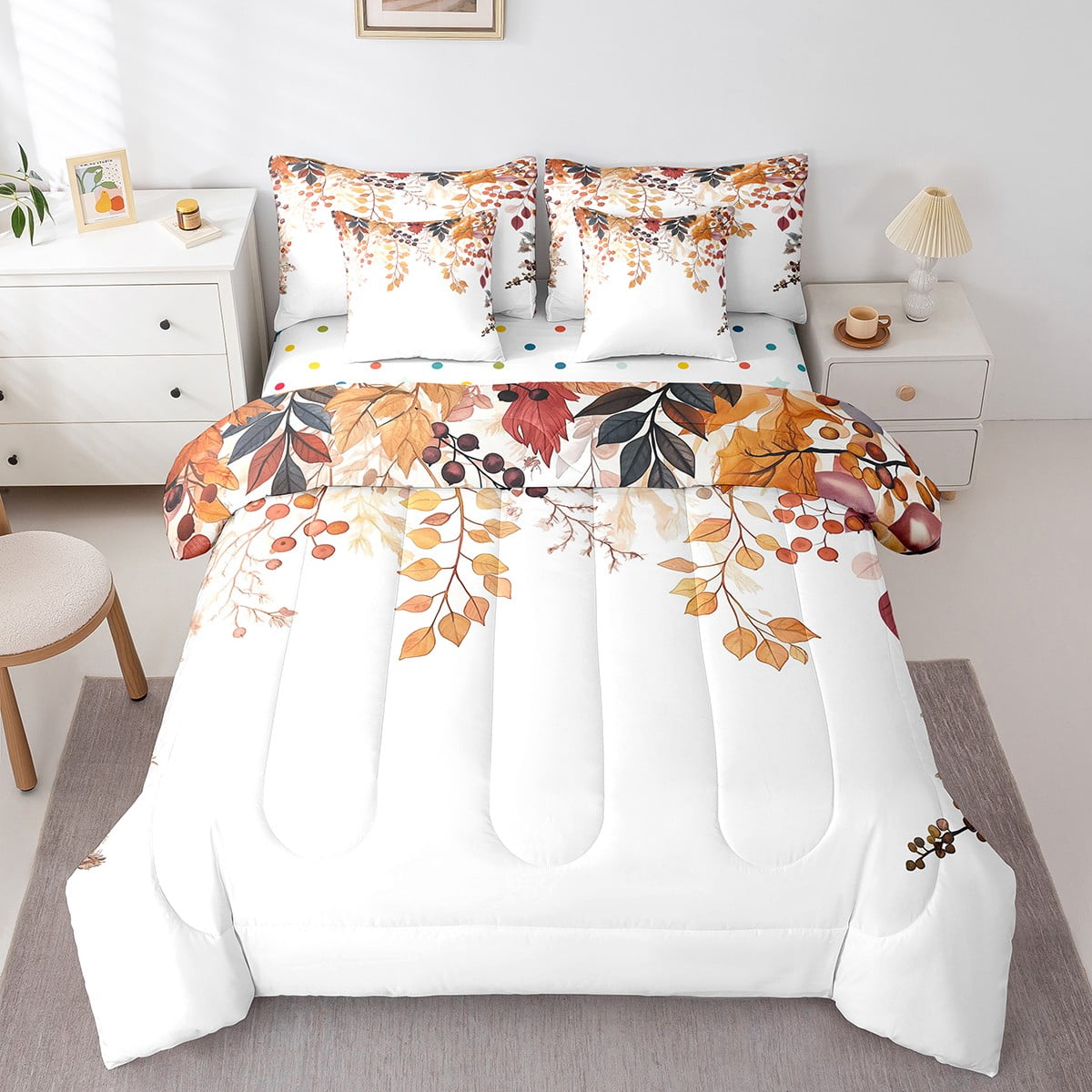 Erosebridal Eucalyptus Leaf Bedding Queen Size, Botanical Plants ...