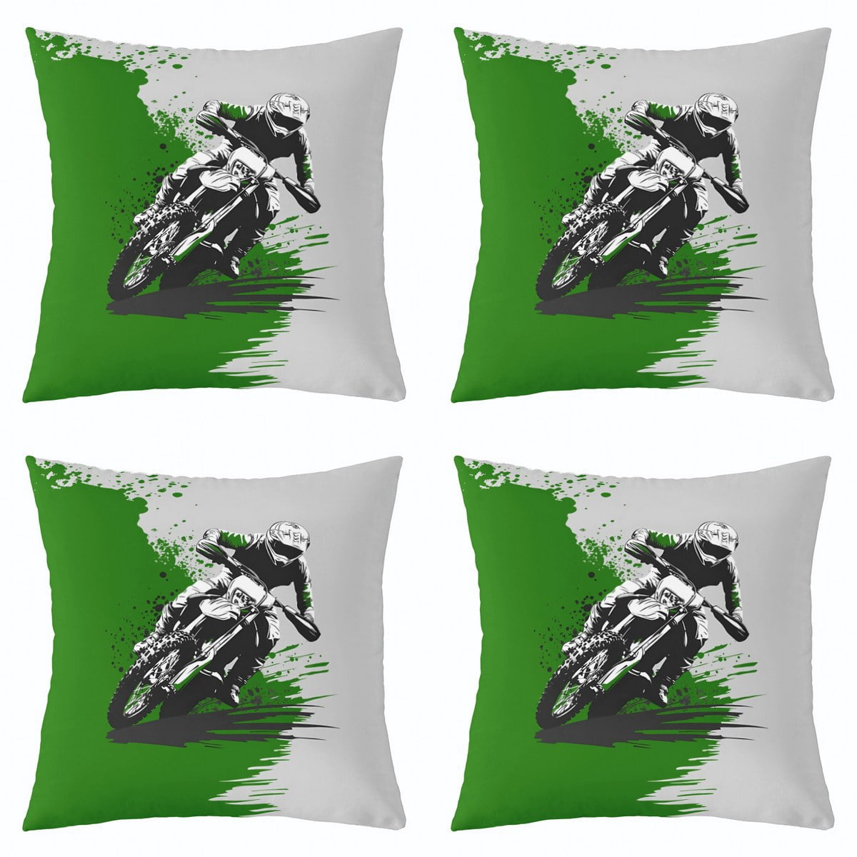 Erosebridal Extreme Sports Pillow Cases Set of 4,Race Motorcycle Pillow ...