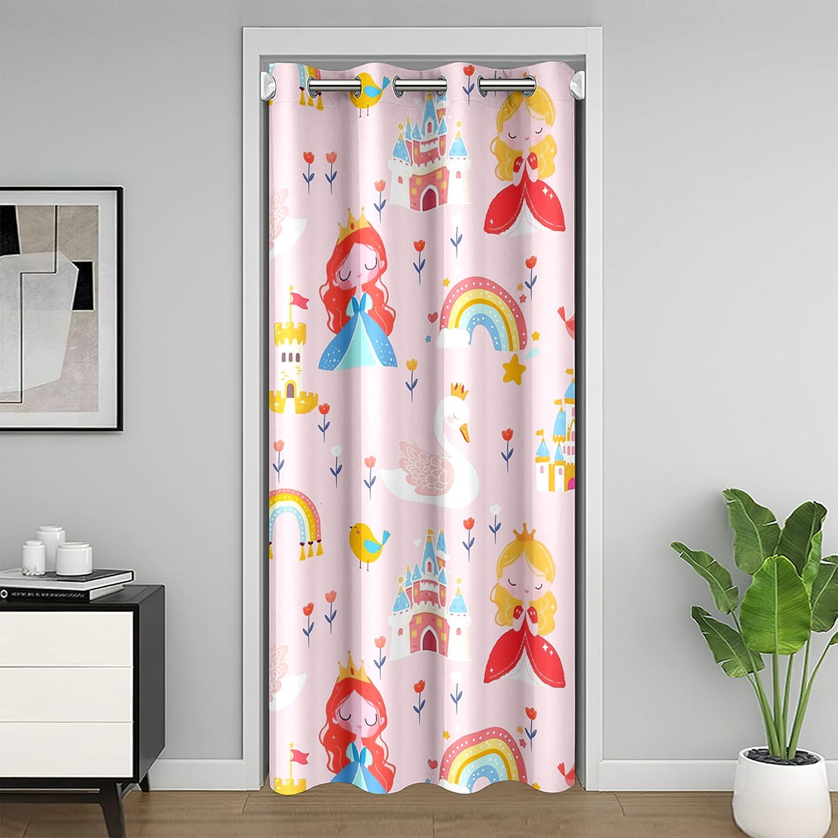 Erosebridal Fairy Princess Door Curtain Panel 52x80, Cartoon Castle ...