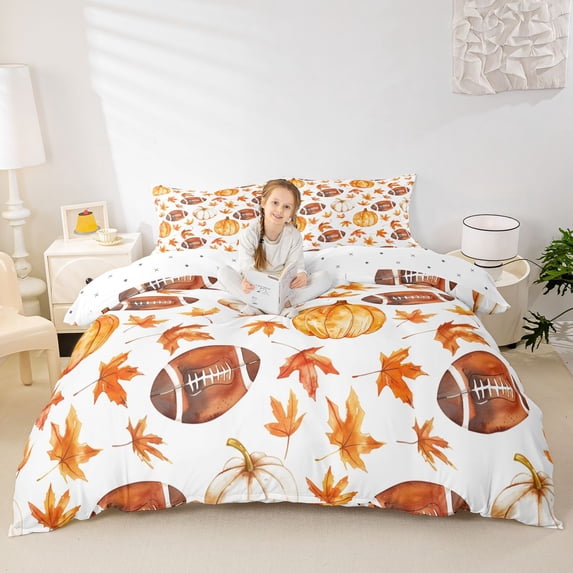 Erosebridal Fall Football Duvet Cover King, Autumn Leaf King Bedding ...