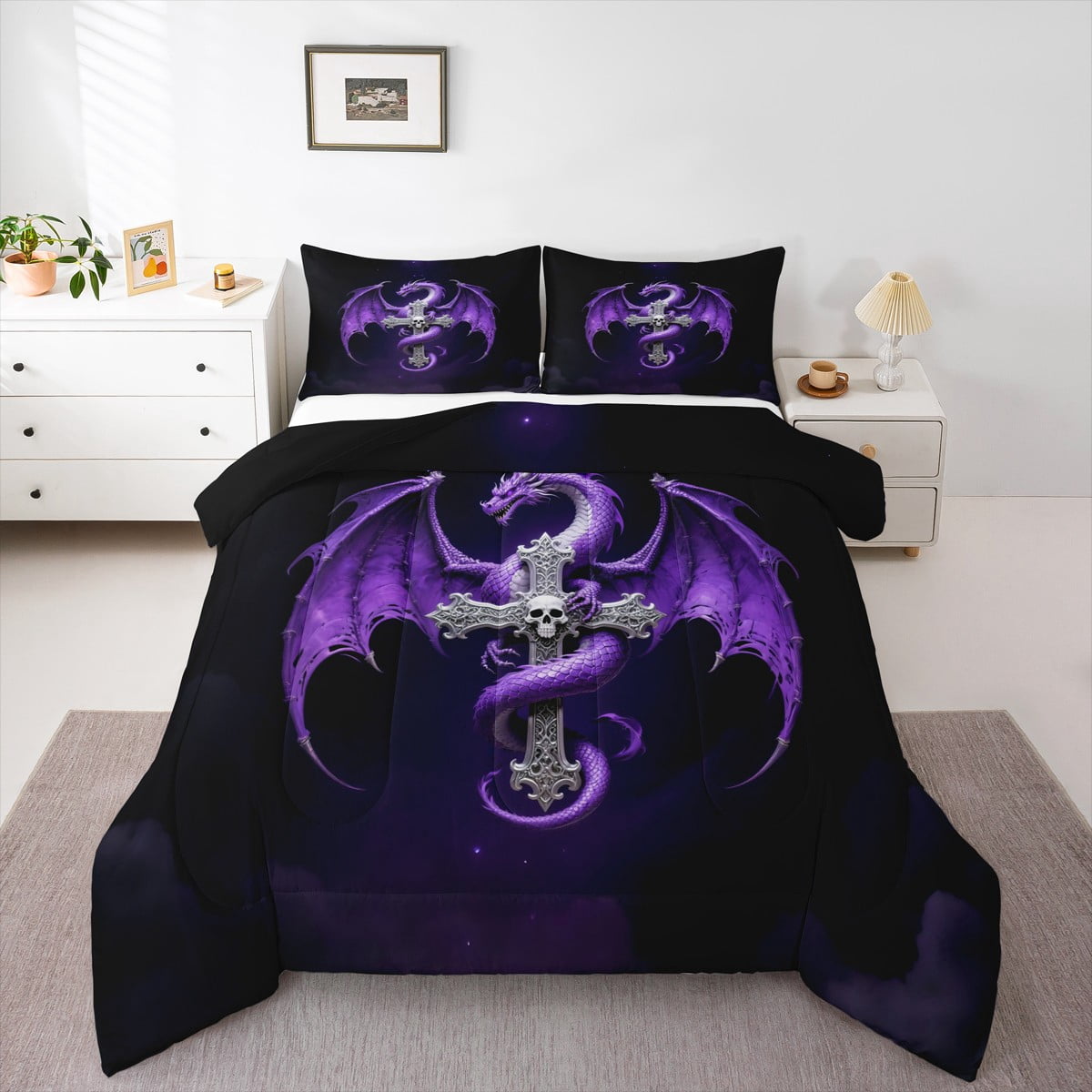 Erosebridal Fantasy Animal Dragon Comforter Sets King Size,Gothic ...