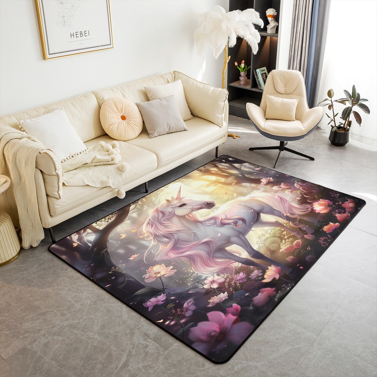 Erosebridal Fantasy Unicorn Area Rug 3x5 Horse Rug For Teens Pink ...
