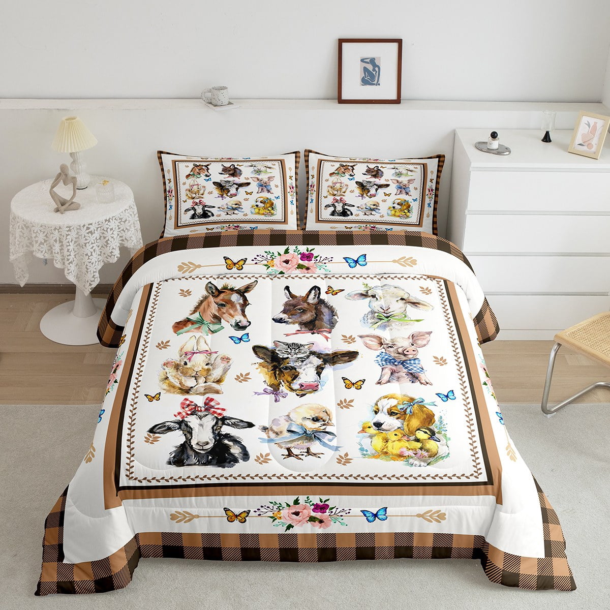 Erosebridal Farm Animals Comforter Sets Twin Size, Rustic Farmhouse ...
