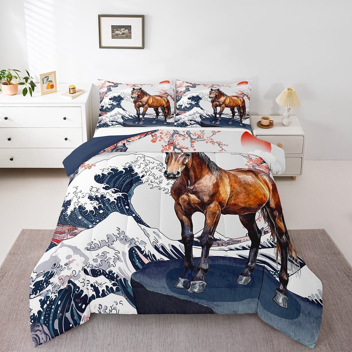 Erosebridal Farm Horse Twin Bedding Sets Vintage Japanese Comforter Set ...