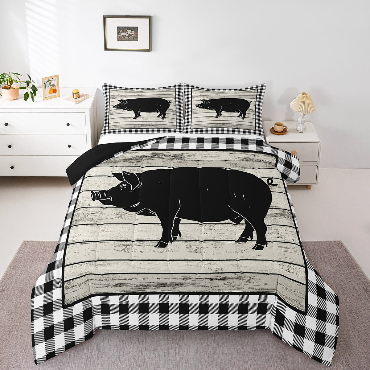 Erosebridal Farm Pig Bedding Comforter Set, Farmhouse Animal Down ...