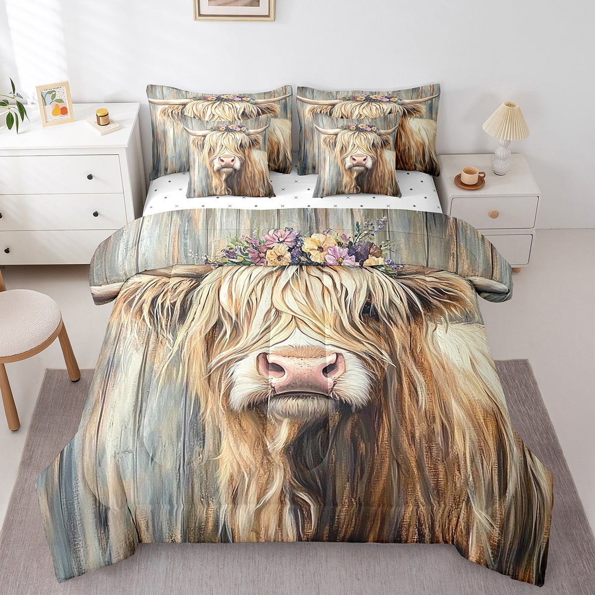 Erosebridal Farmhouse Animal Bedding Sets Full Size, Rustic Lodge Cabin Comforter Sets with ...