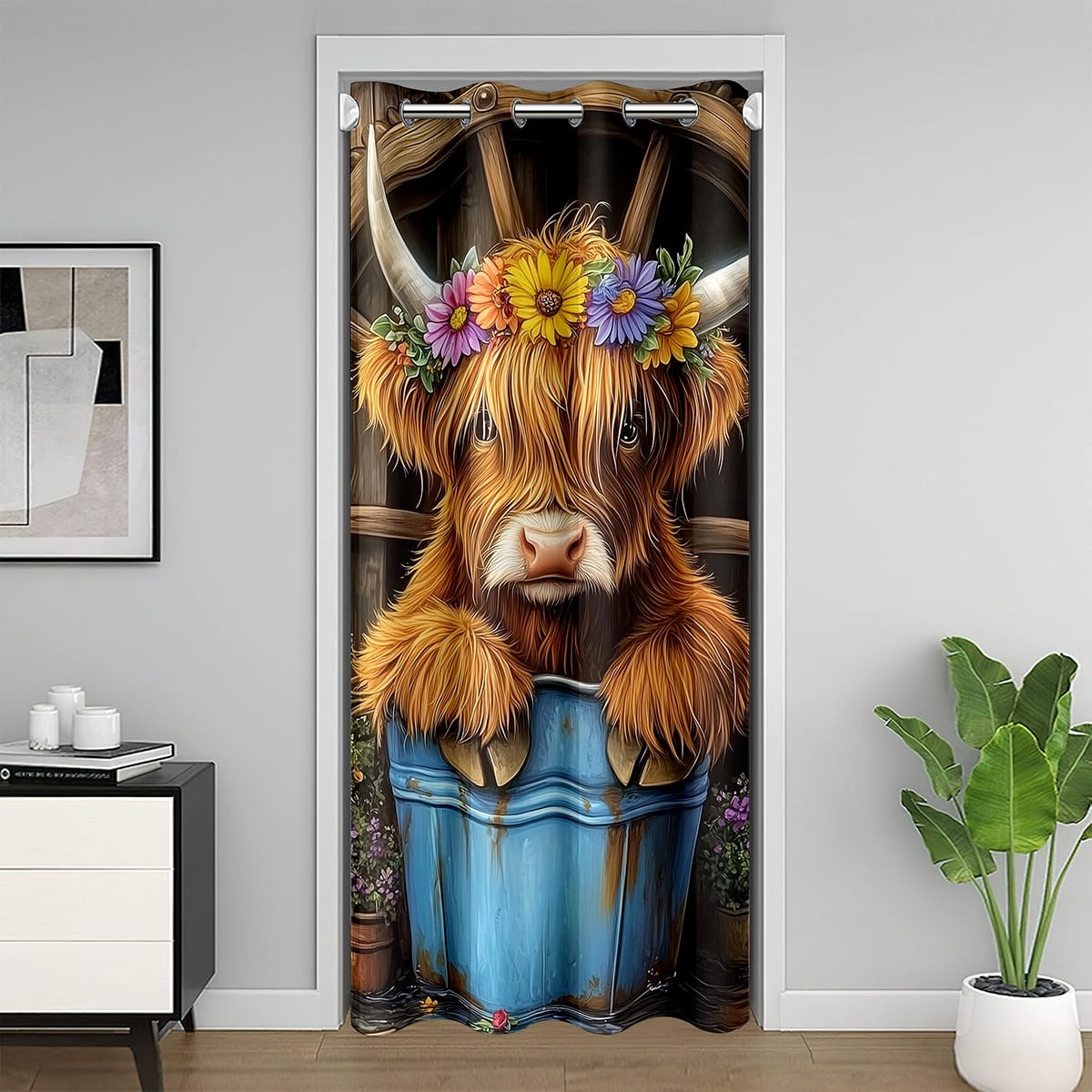 Erosebridal Farmhouse Cow Door Curtain For Door Window 59x80, Highland ...