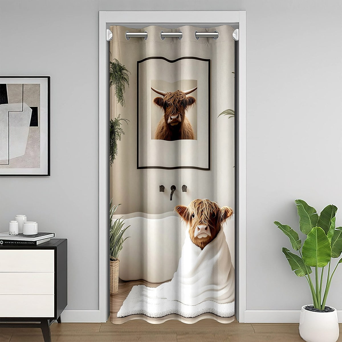Erosebridal Farmhouse Cow Door Curtain For Door Window 52x80, Highland ...