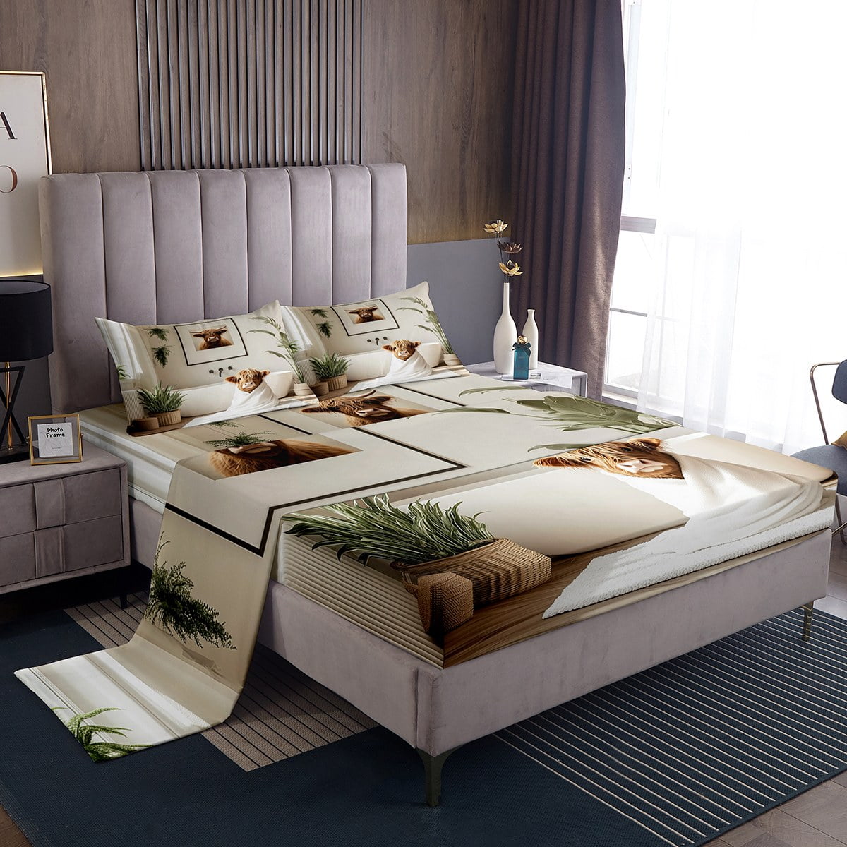 Erosebridal Farmhouse Cow Full Sheet Sets, Highland Cattle Bedding Full Size, Countryside Bed ...