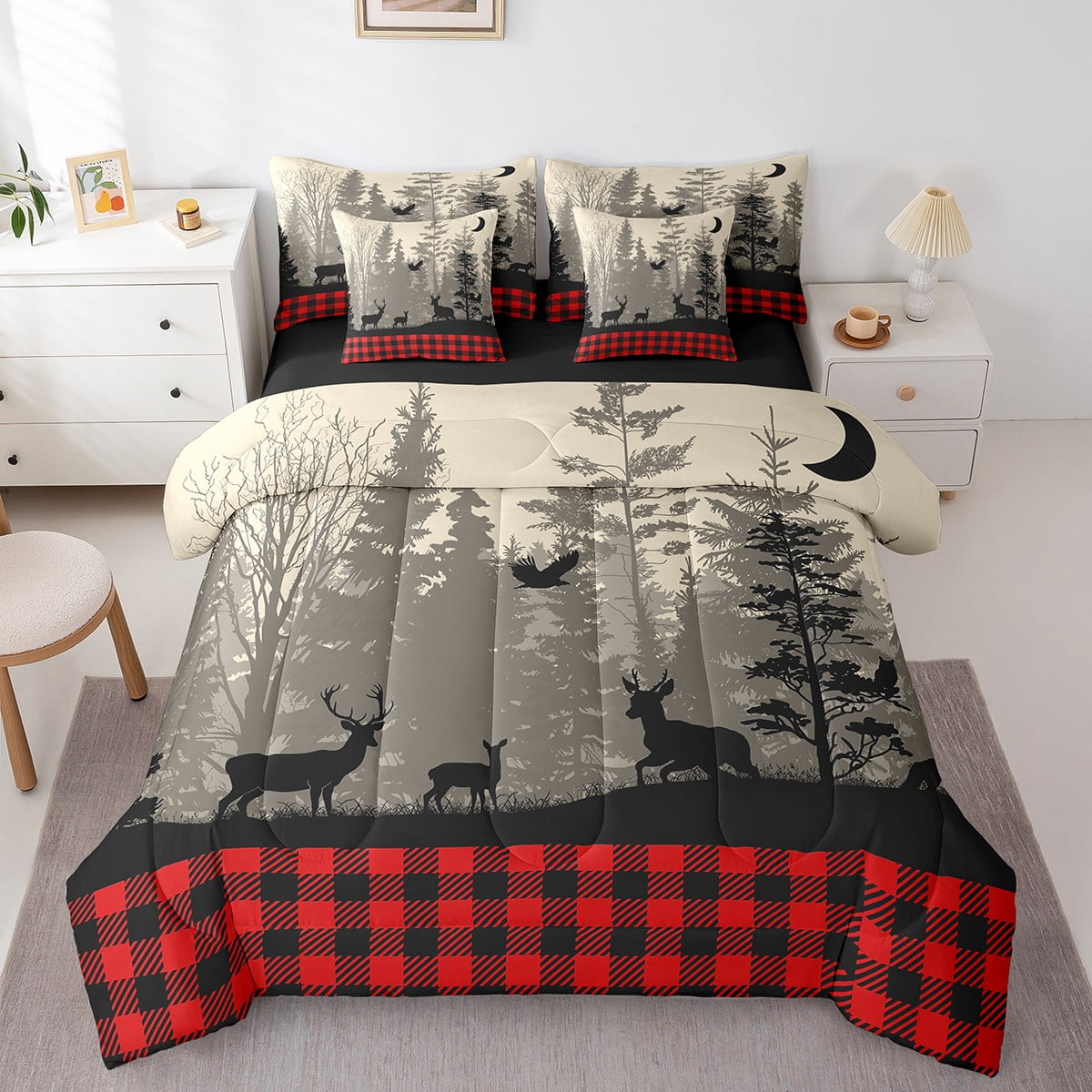 Erosebridal Farmhouse Deer Bed in a Bag Queen size, Rustic Animal Bed ...