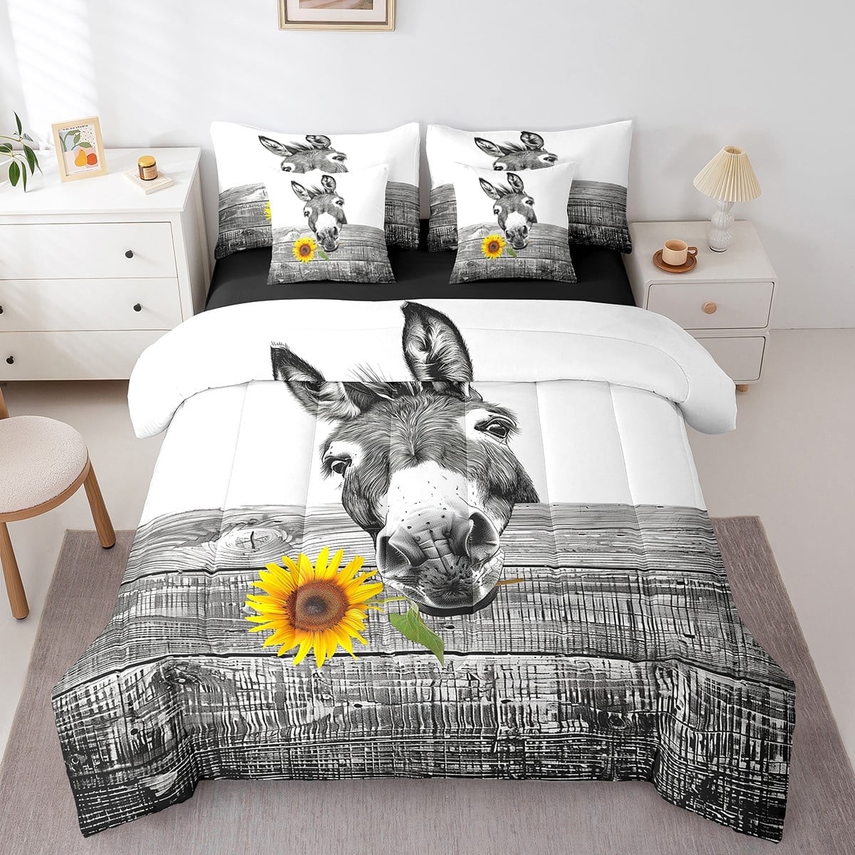 Erosebridal Farmhouse Donkey Bedding Comforter Sets 7 Pieces Farm ...