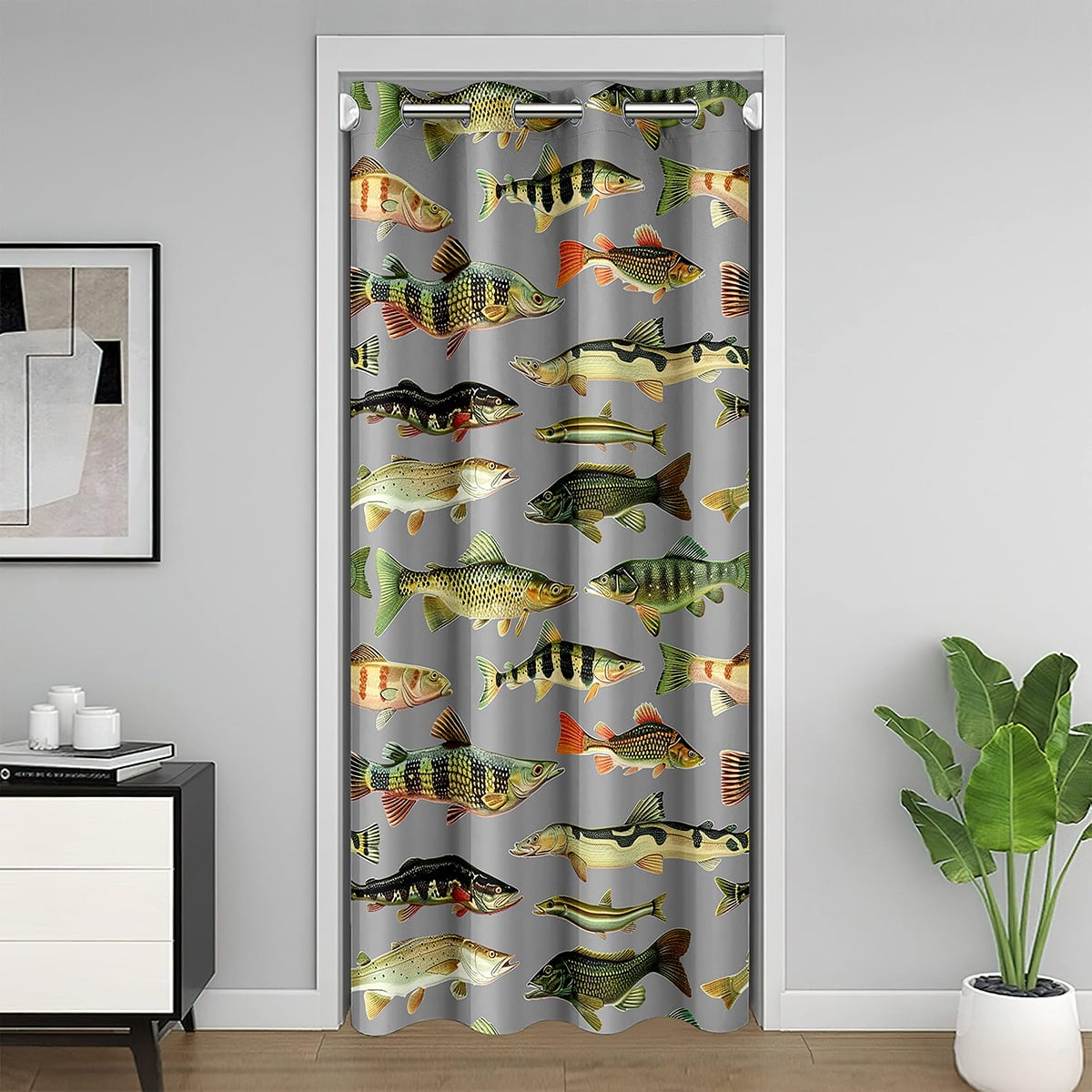Erosebridal Farmhouse Fishing Door Curtain Panel 52x84, Bass Fish Room ...