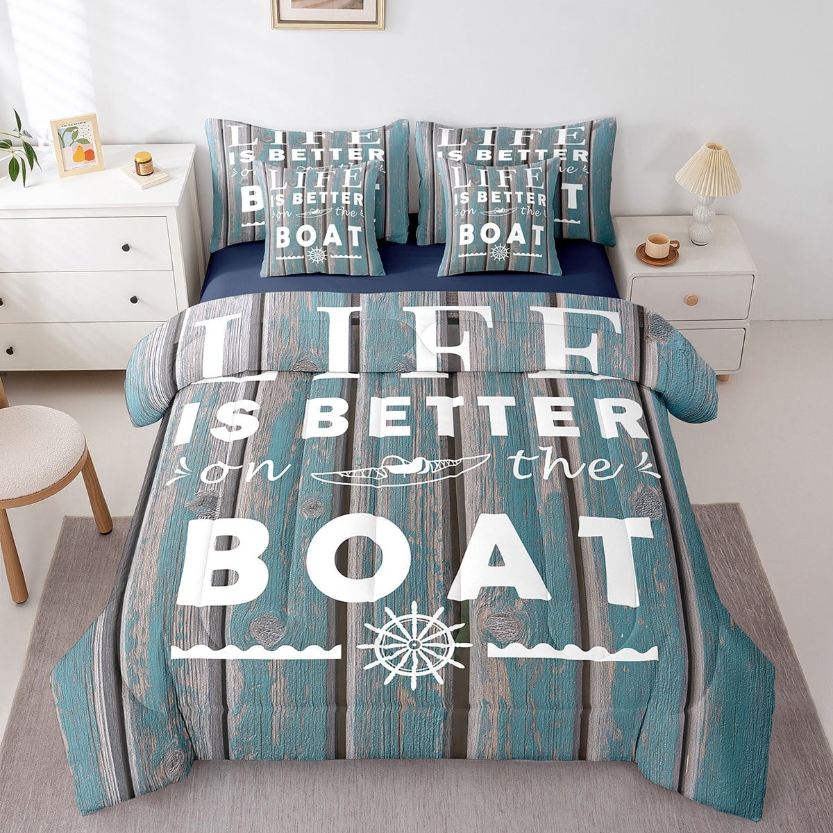 Erosebridal Farmhouse Lake River House Bedding Sets Full Size, Life is ...