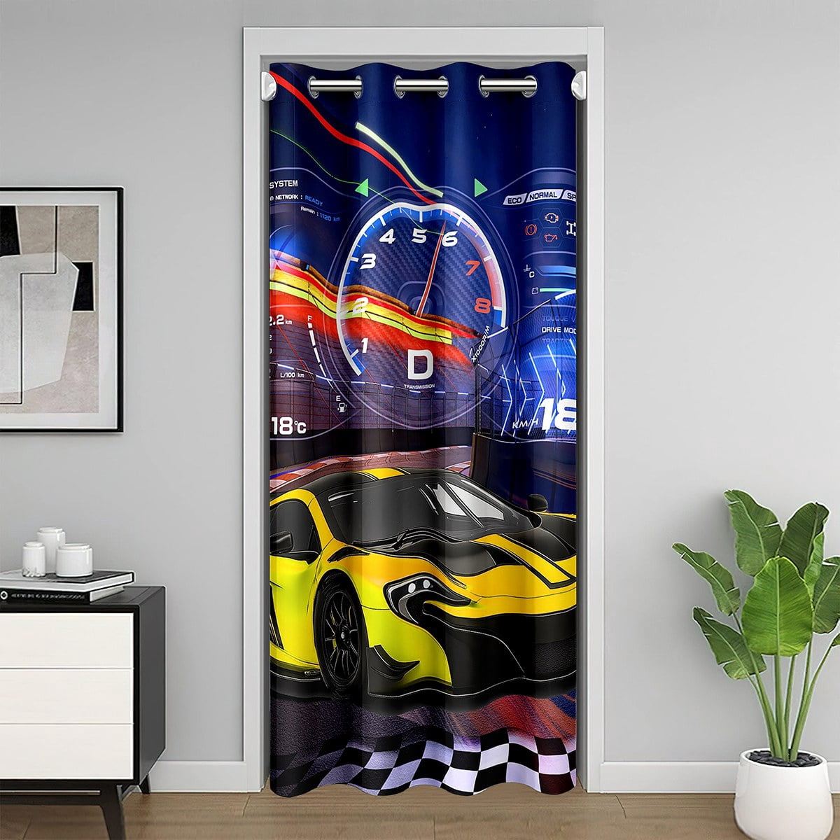 Erosebridal Fast Car Door Curtain For Door Window 34x80,Checkered Grid ...