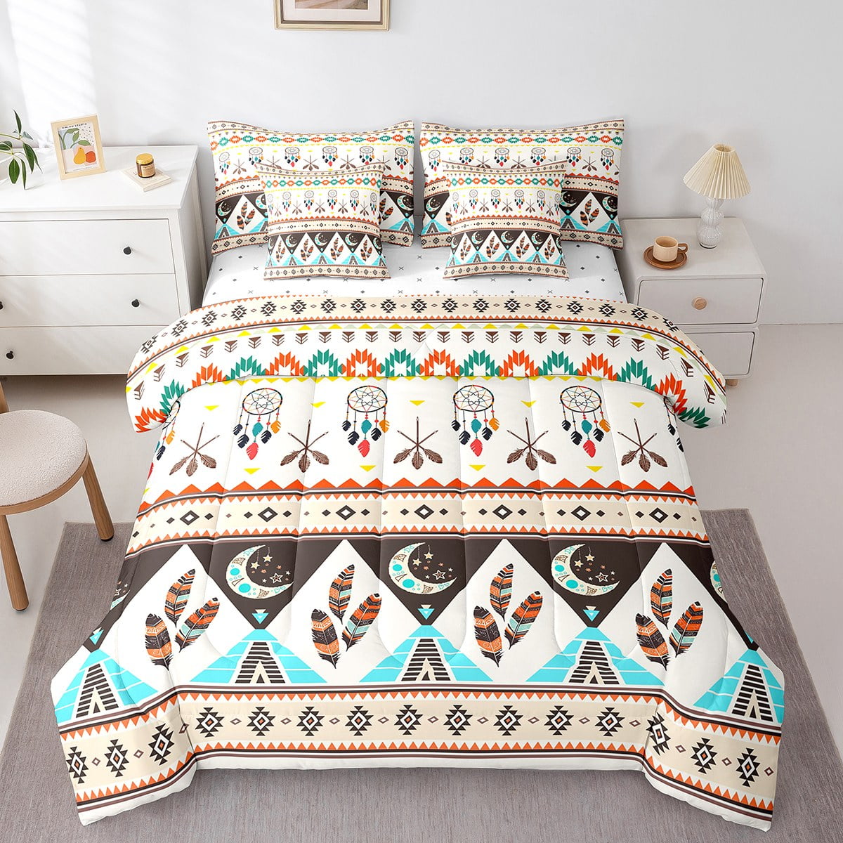 Erosebridal Feather Dreamcatcher Bed in a Bag Full size,Bohemian Aztec ...