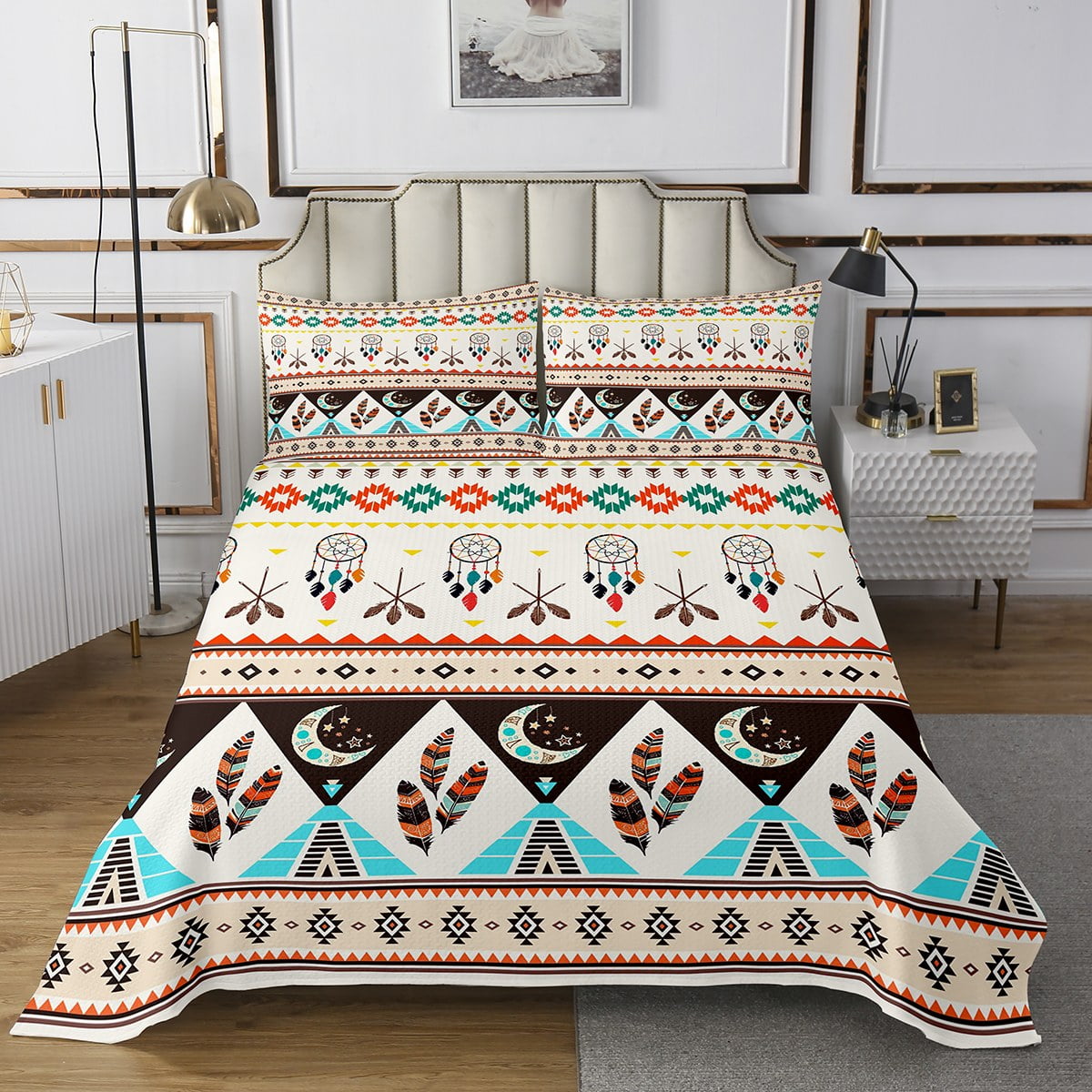 Erosebridal Feather Dreamcatcher Bedspread Sets Twin Size,Bohemian ...
